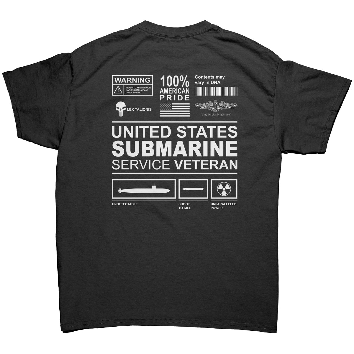 United States Submarine Service T-Shirt - 100% American Pride (Veteran ...